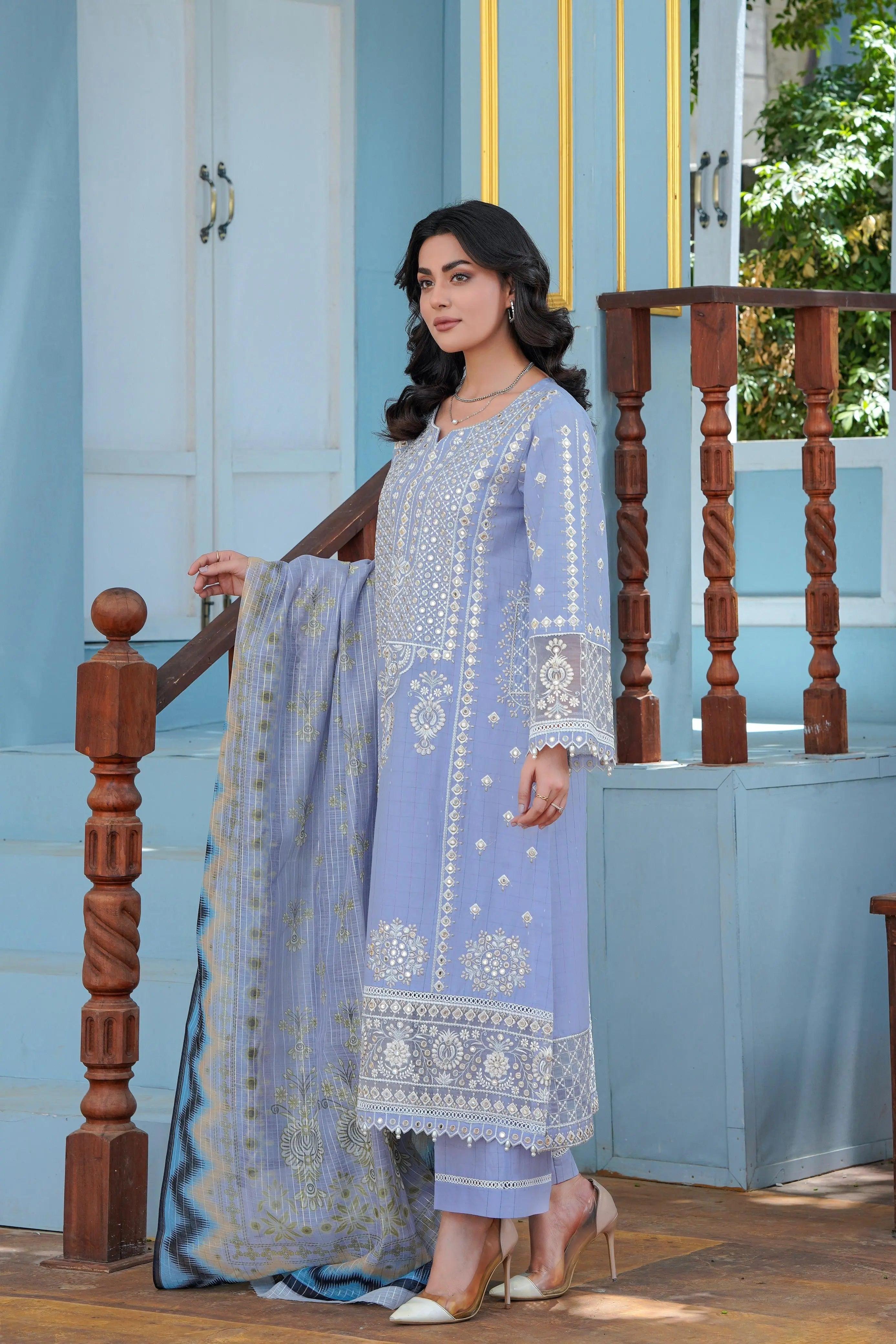Long Embroidered 3p - G1866 – Ghausia Collection