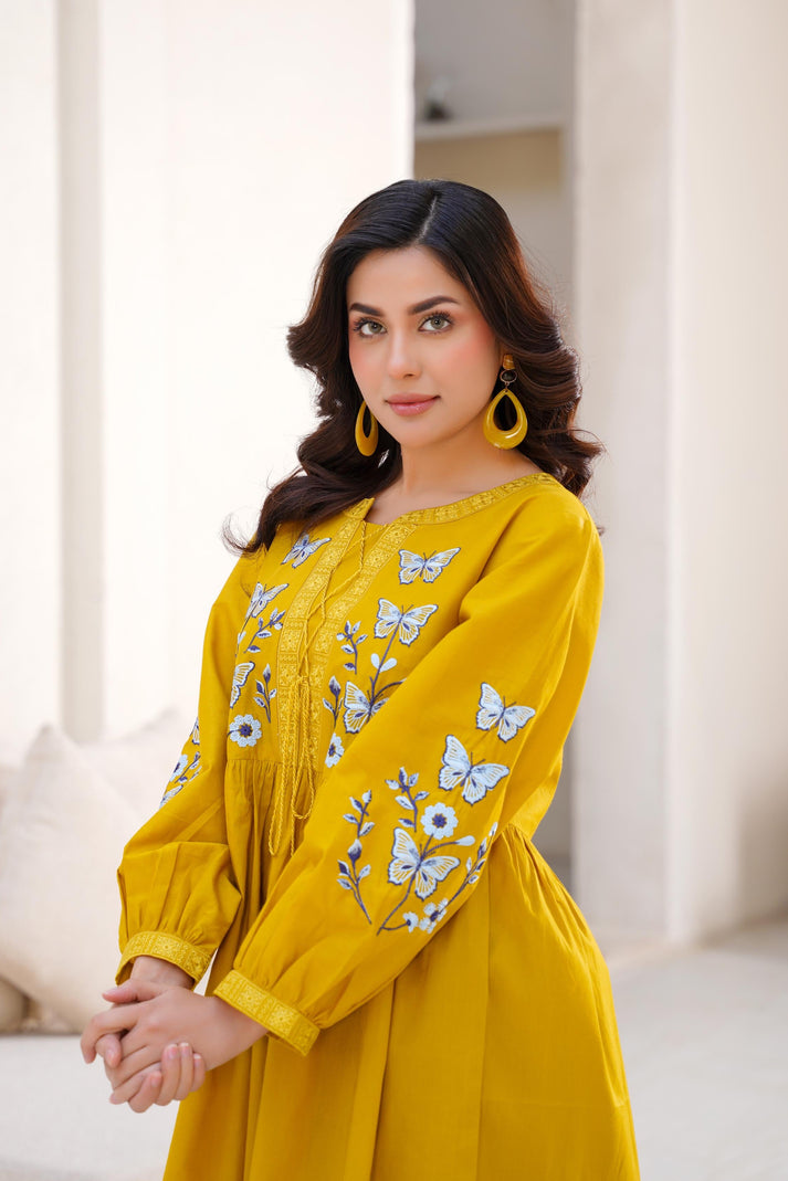 Lawn Embroidered Frock 2P - G2252 – Ghausia Collection